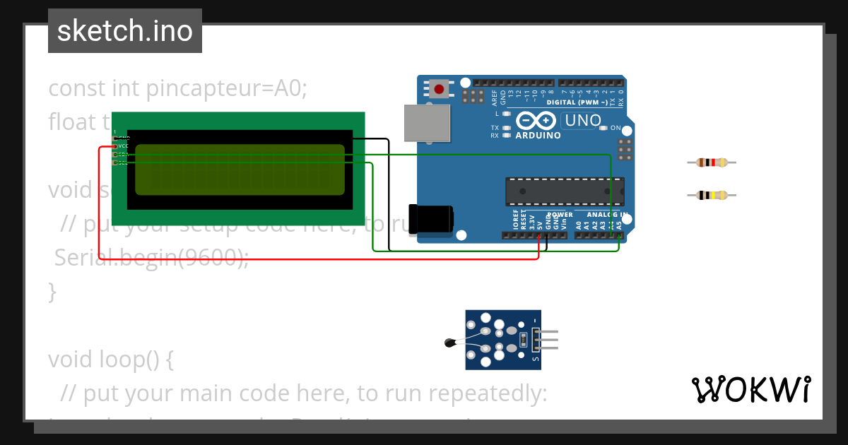 Température Wokwi Esp32 Stm32 Arduino Simulator 