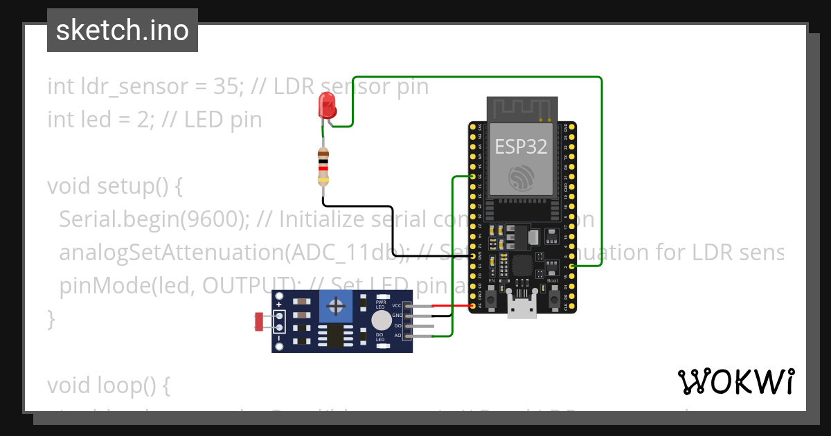 LDR kenzie - Wokwi ESP32, STM32, Arduino Simulator