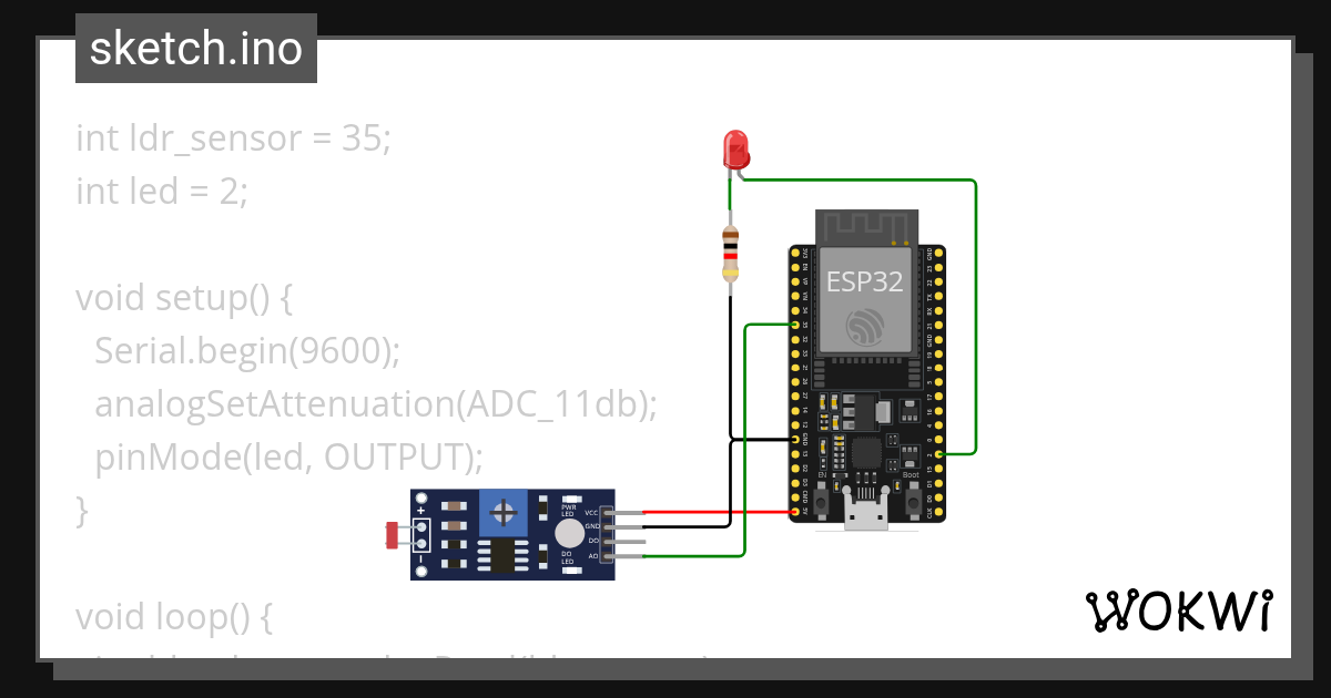LDR Sensor - Wokwi ESP32, STM32, Arduino Simulator LDR Sensor - Wokwi ESP32, STM32, Arduino Simulator
