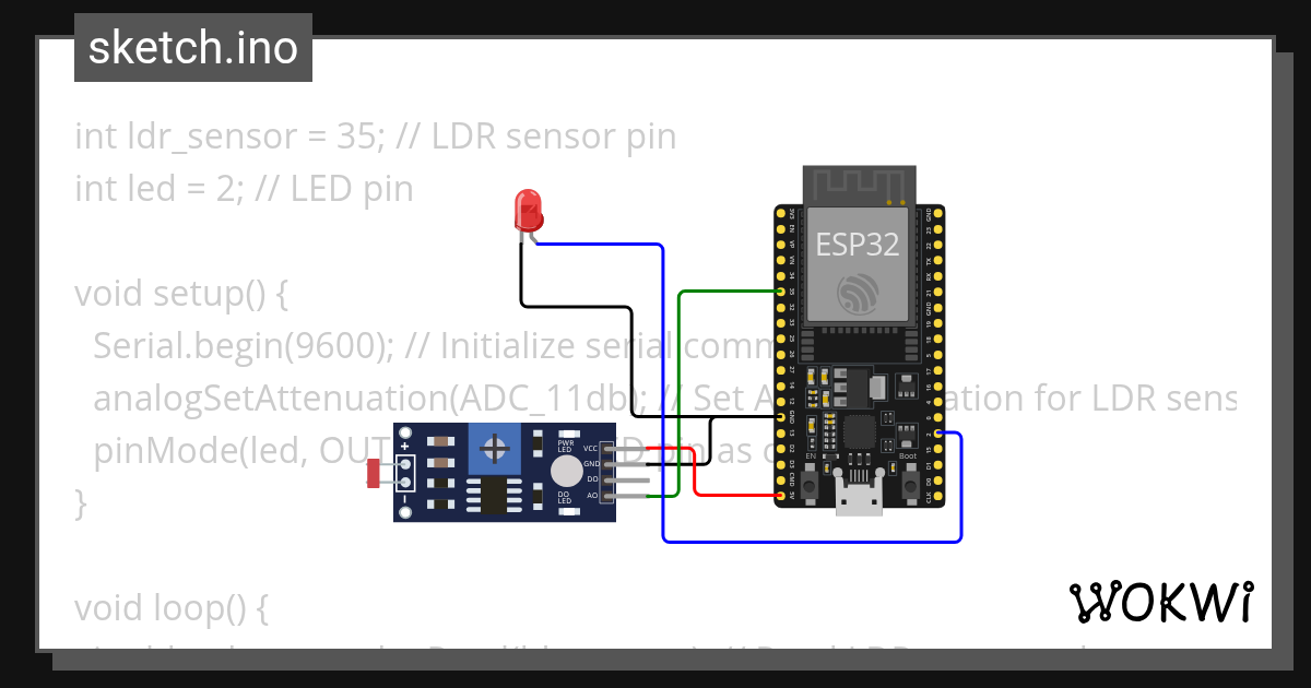 Razan 11 MIT LDR SENSOR - Wokwi ESP32, STM32, Arduino Simulator