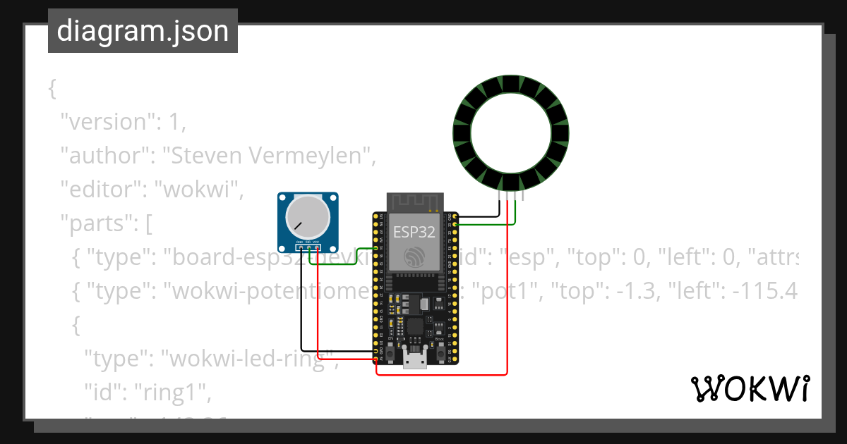 neopixel met potmeter lichtsnelheid beide richtingen met 3 leds - Wokwi ESP32, STM32, Arduino ...