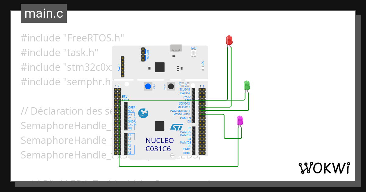 STM32 freertos TP3- sémaphore siMple Etu Copy (1) - Wokwi ESP32, STM32, Arduino Simulator