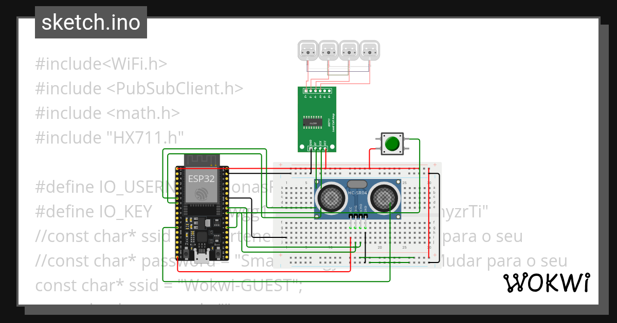 sensores do carro - Wokwi ESP32, STM32, Arduino Simulator