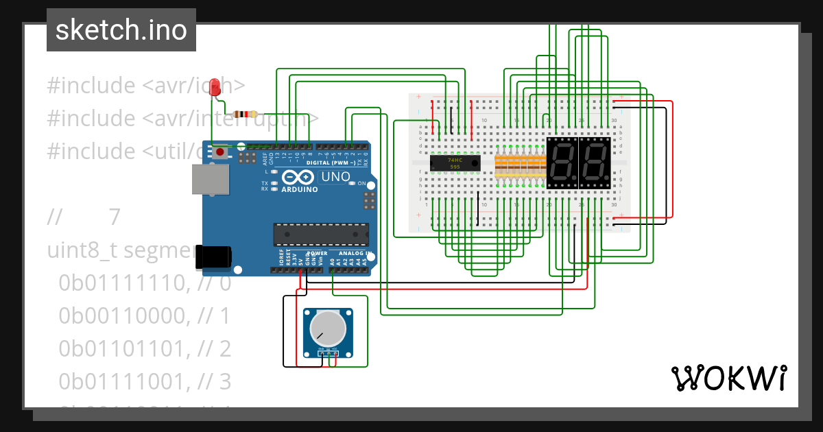 MCU_ADC_Timer1_74595_7segs_auto - Wokwi ESP32, STM32, Arduino Simulator