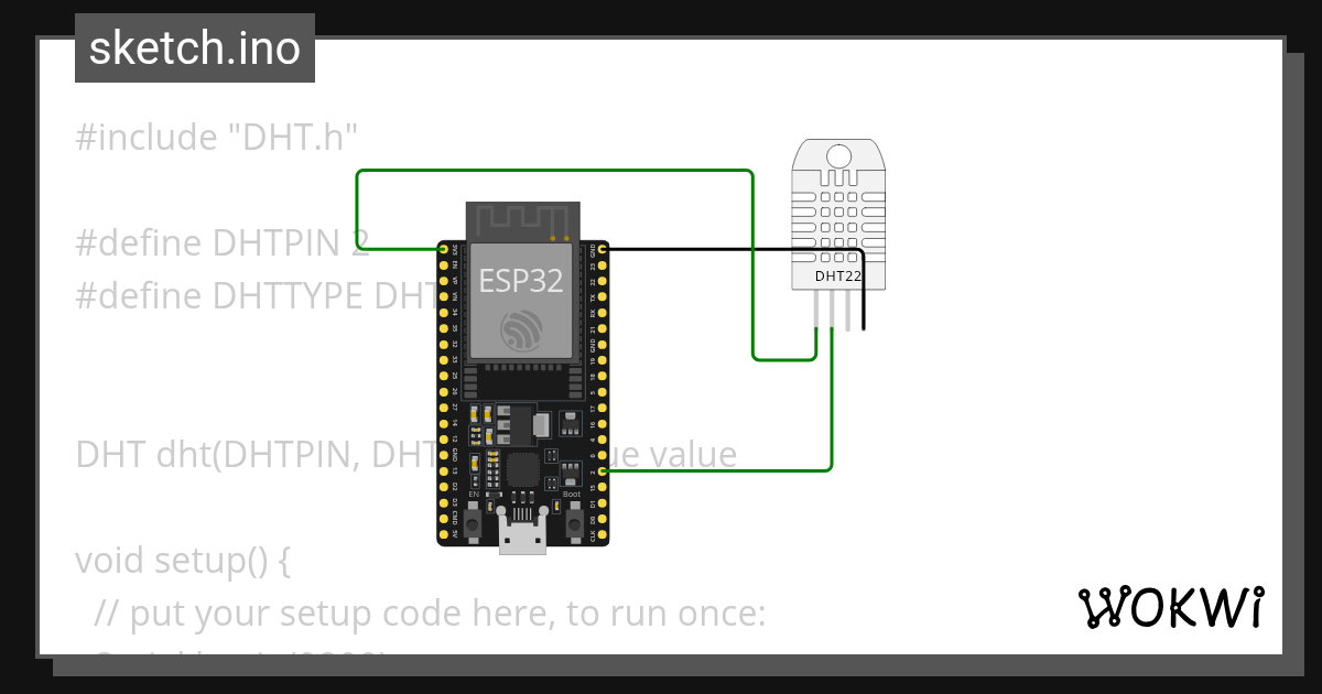 Sensor DHT - Wokwi ESP32, STM32, Arduino Simulator