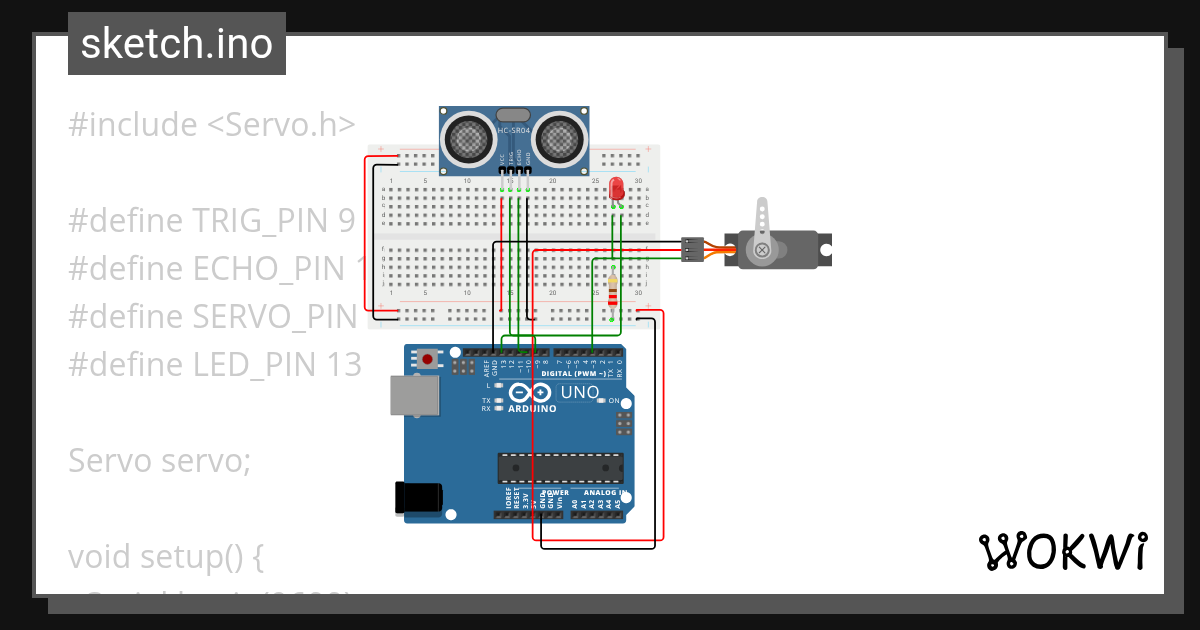 Ultrasonic radar - Wokwi ESP32, STM32, Arduino Simulator