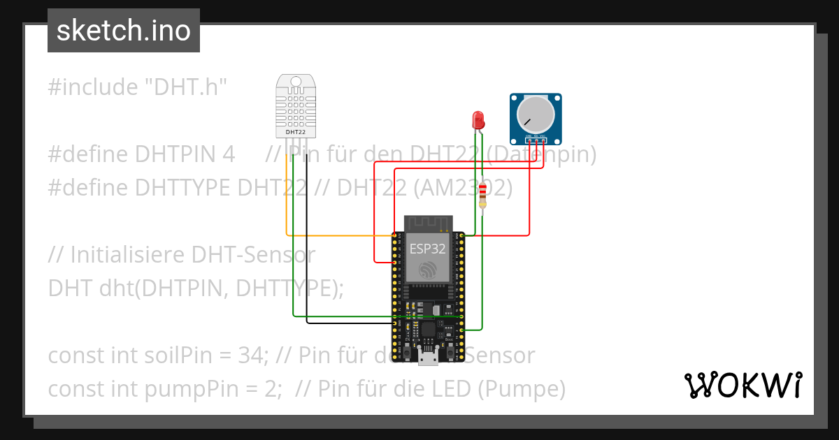 LED + DHT22 - Wokwi ESP32, STM32, Arduino Simulator