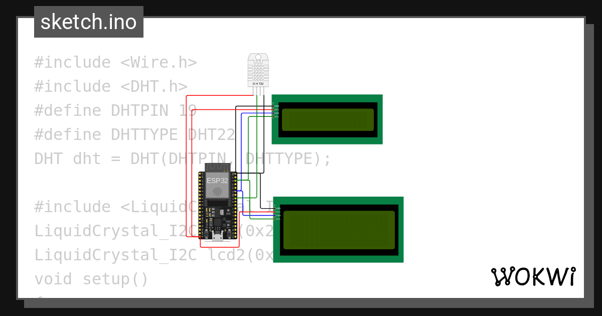 2lcddhtesp41267160 Wokwi Esp32 Stm32 Arduino Simulator