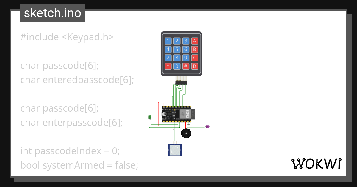 Security Alarm For Door Wokwi Esp32 Stm32 Arduino Simulator 