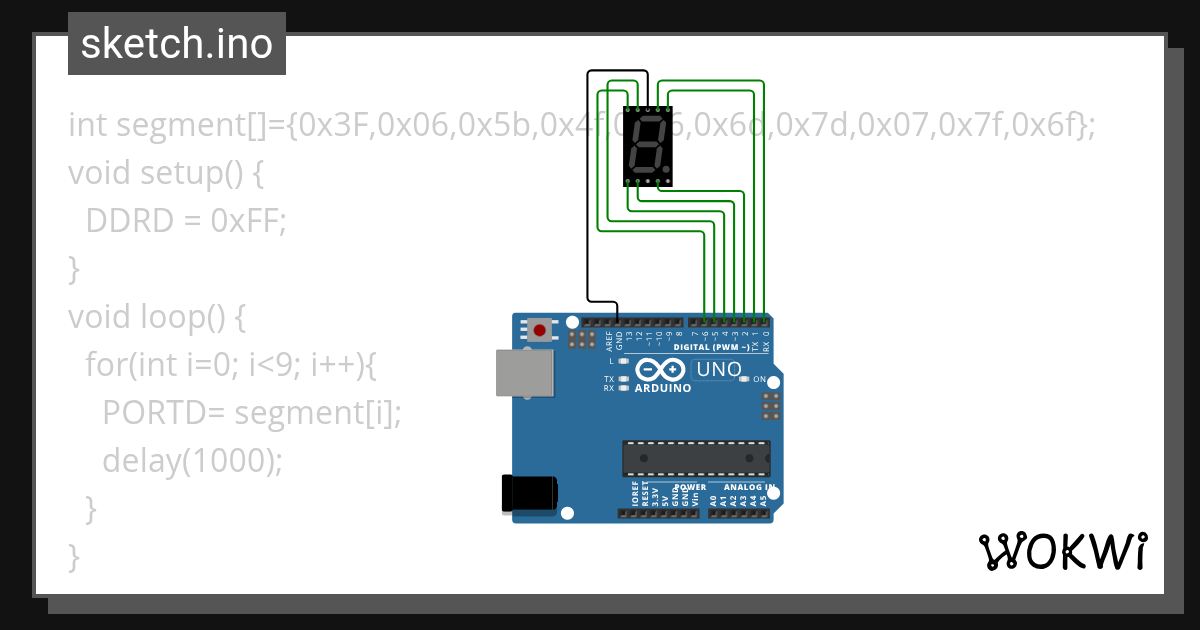 7 segment LED using small program PORTD and DDRD - Wokwi ESP32, STM32 ... 7 segment LED using small program PORTD and DDRD - Wokwi ESP32, STM32 ...
