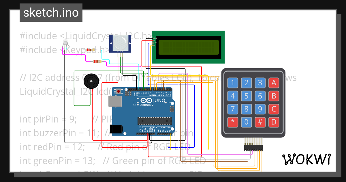 Alarm with motion sensor Copy - Wokwi ESP32, STM32, Arduino Simulator