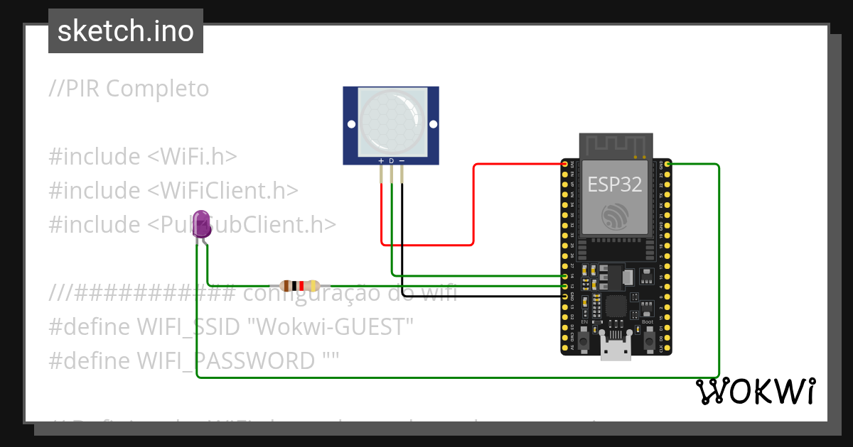 PIR do Valdesin - Wokwi ESP32, STM32, Arduino Simulator