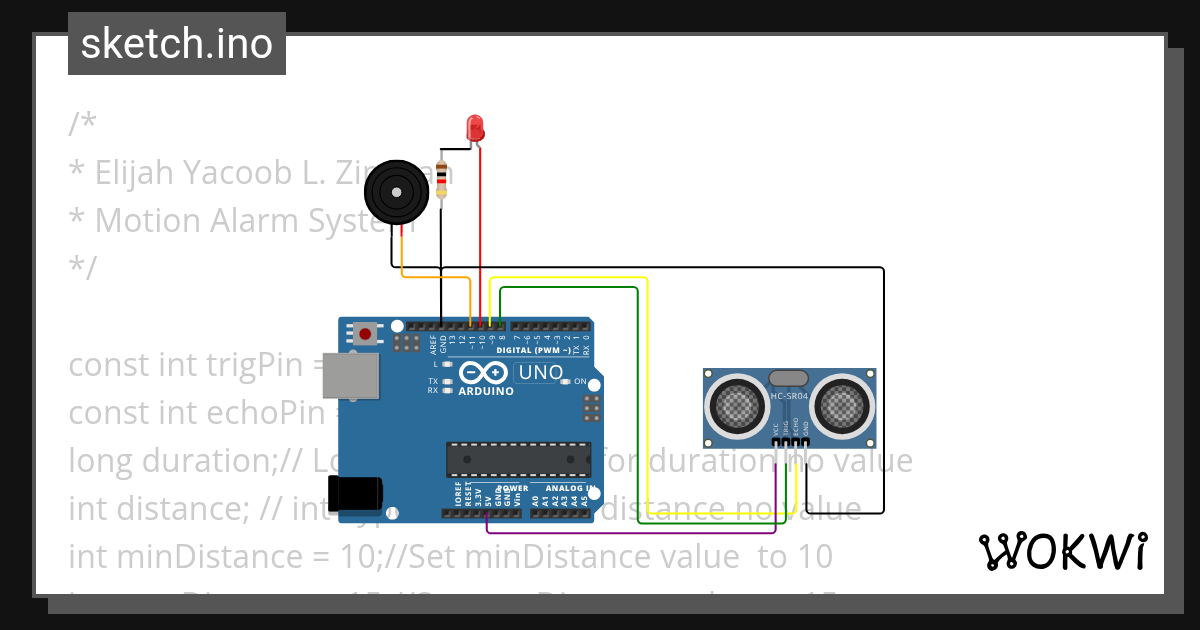 Motion Alarm System - Wokwi ESP32, STM32, Arduino Simulator