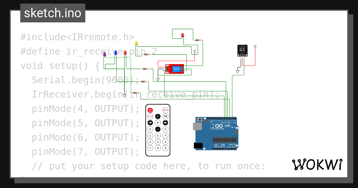 Led On And Off With Remote Controle Wokwi Esp32 Stm32 Arduino Simulator