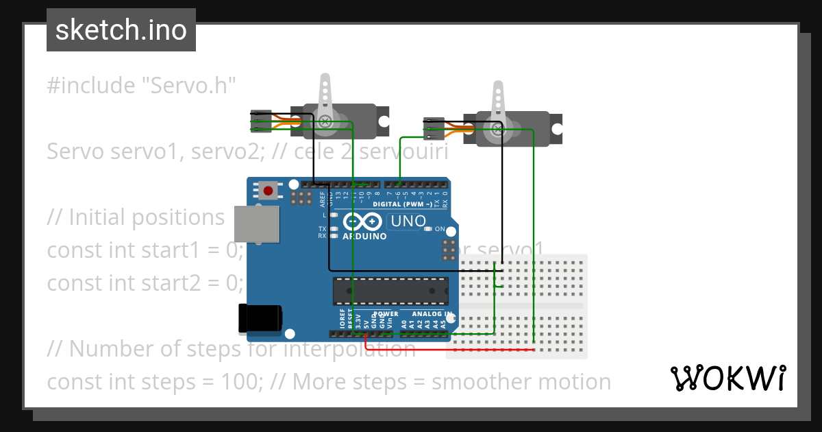 two servo motor simple interpol Copy - Wokwi ESP32, STM32, Arduino Simulator