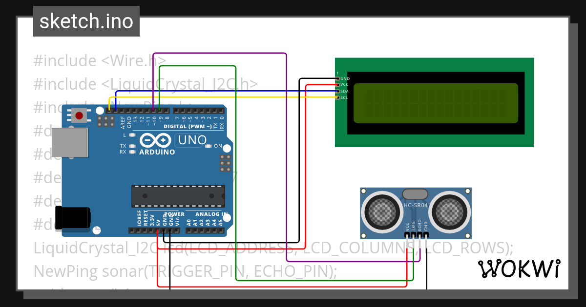 Program Sensor Ultrasonic_LCD_i2C_16_2_GPT - Wokwi ESP32, STM32 ...