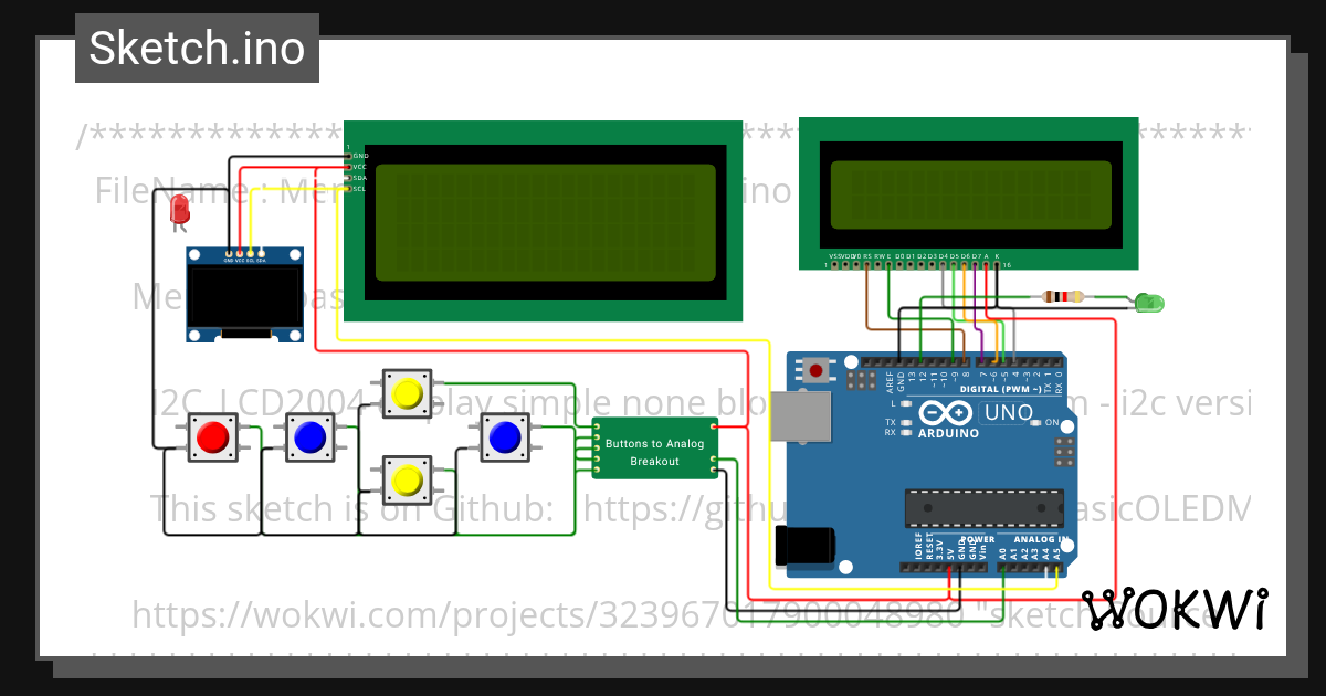 Menu_DFR_LCD_I2CLCD_V1.ino - Wokwi ESP32, STM32, Arduino Simulator