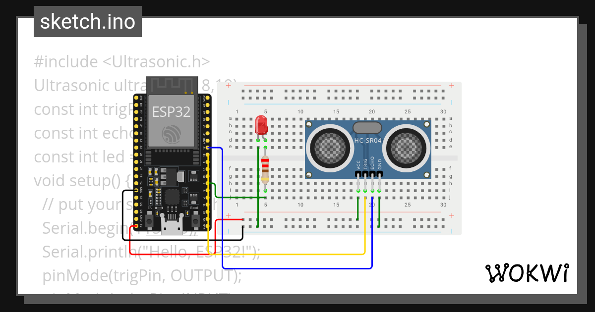 Ultrasonicsensor Wokwi Esp32 Stm32 Arduino Simulator 9424