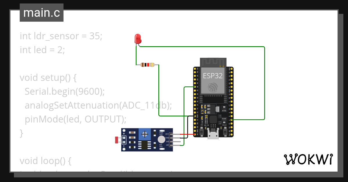 Ldr Wokwi Esp32 Stm32 Arduino Simulator