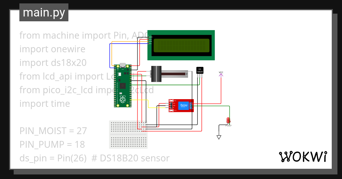 Potted Plant Irrigation System Project - Wokwi ESP32, STM32, Arduino Simulator