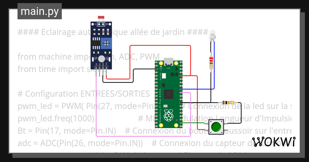 Eclairage_Jardin Corrigé - Wokwi ESP32, STM32, Arduino Simulator