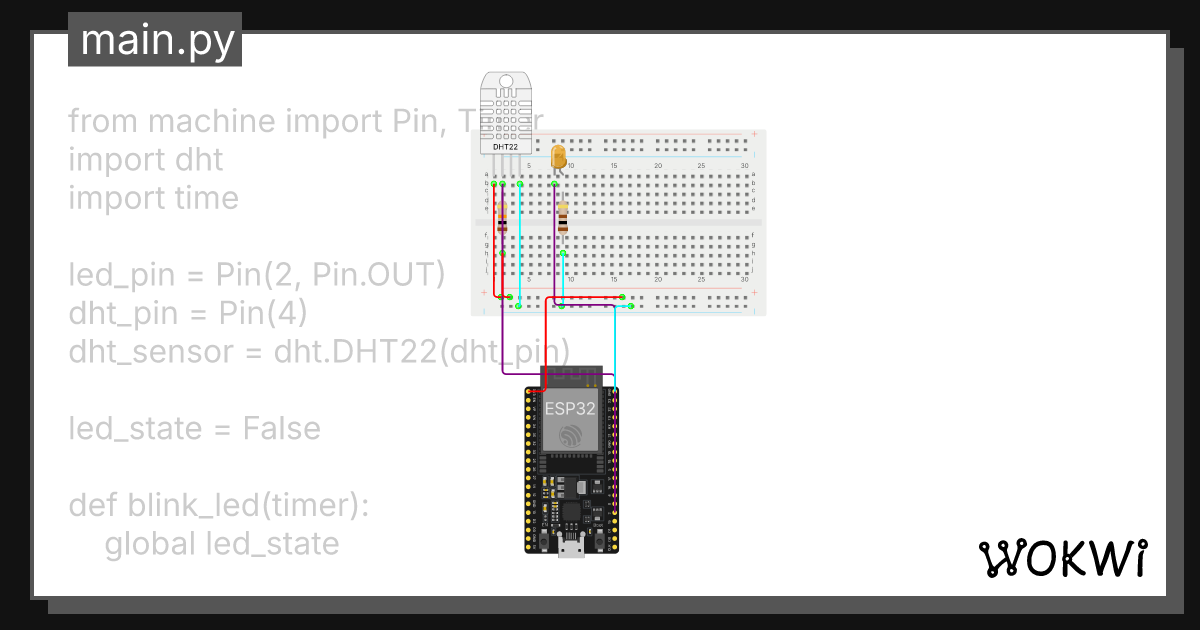 dht timer and led timer - Wokwi ESP32, STM32, Arduino Simulator