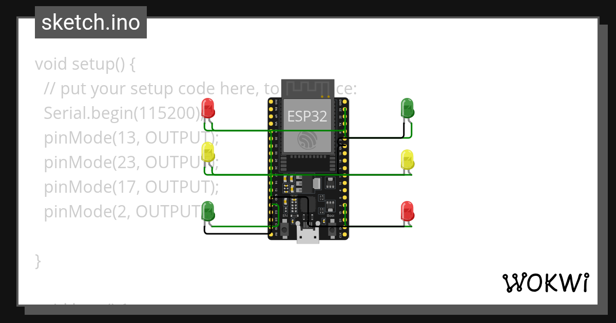 TRAFFIC LIGHT - Wokwi ESP32, STM32, Arduino Simulator