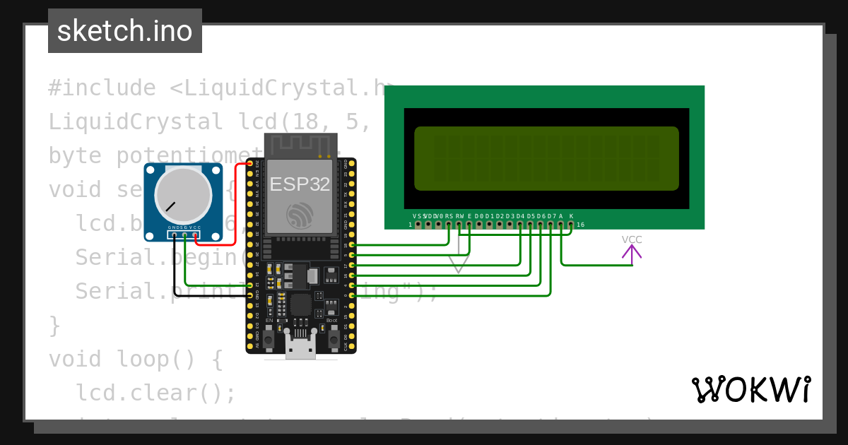 Lcd With Potentiometer Value Display Wokwi Esp32 Stm32 Arduino