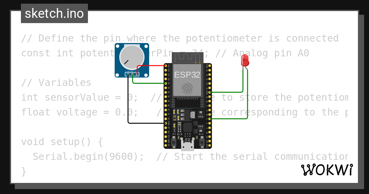 Potentiometer Demo Wokwi Esp32 Stm32 Arduino Simulator