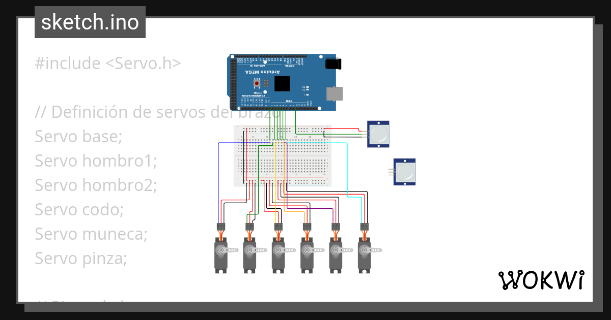 Brazo robot - Wokwi ESP32, STM32, Arduino Simulator