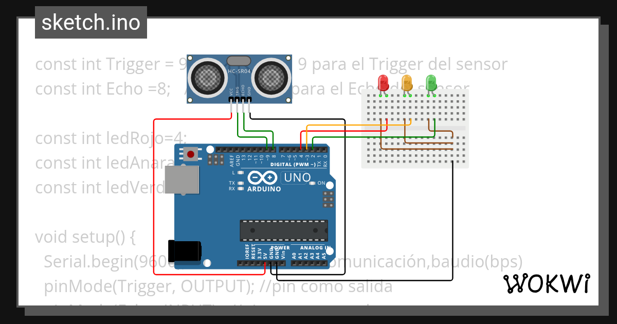Ultrasónico para carrito - Wokwi ESP32, STM32, Arduino Simulator