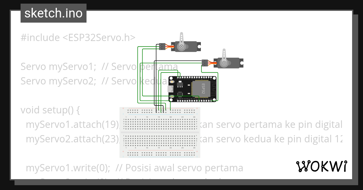 2 servo - Wokwi ESP32, STM32, Arduino Simulator