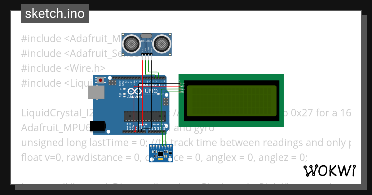 distance and v calculator - Wokwi ESP32, STM32, Arduino Simulator