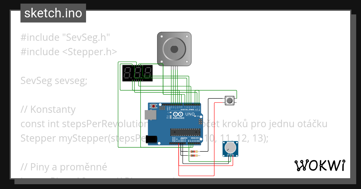 vrabec janacek krokovy motor - Wokwi ESP32, STM32, Arduino Simulator