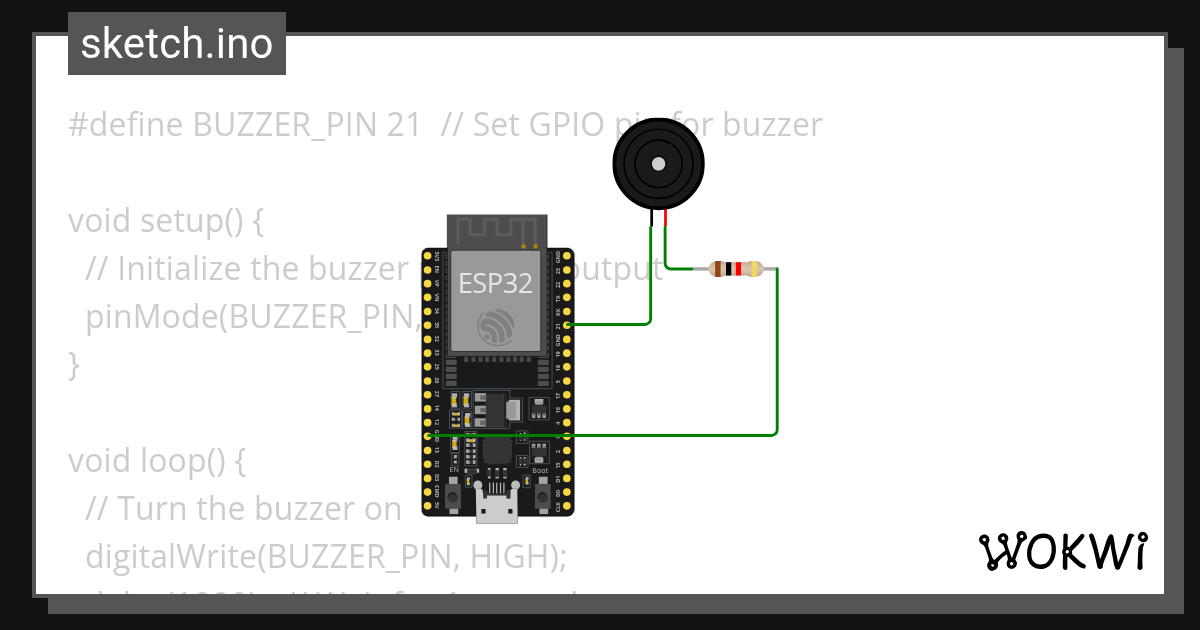 buzzer - Wokwi ESP32, STM32, Arduino Simulator
