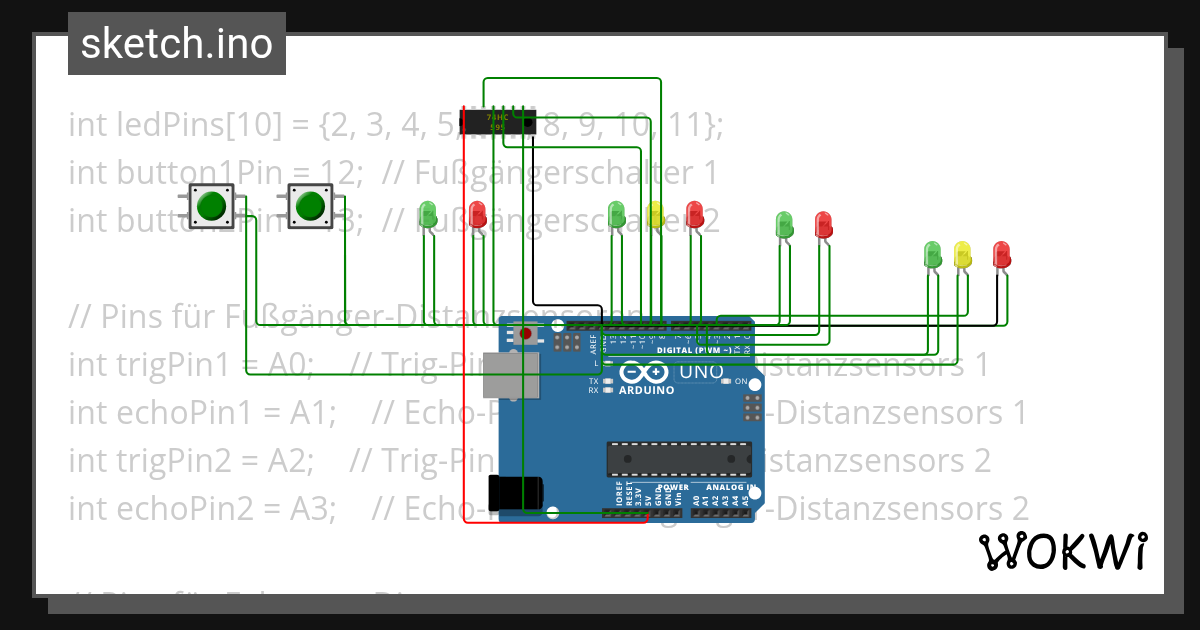 Ampelschaltung_mit_Schieberegister - Wokwi ESP32, STM32, Arduino Simulator