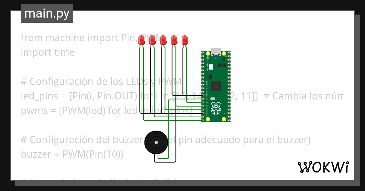 luces navideñas - Wokwi ESP32, STM32, Arduino Simulator
