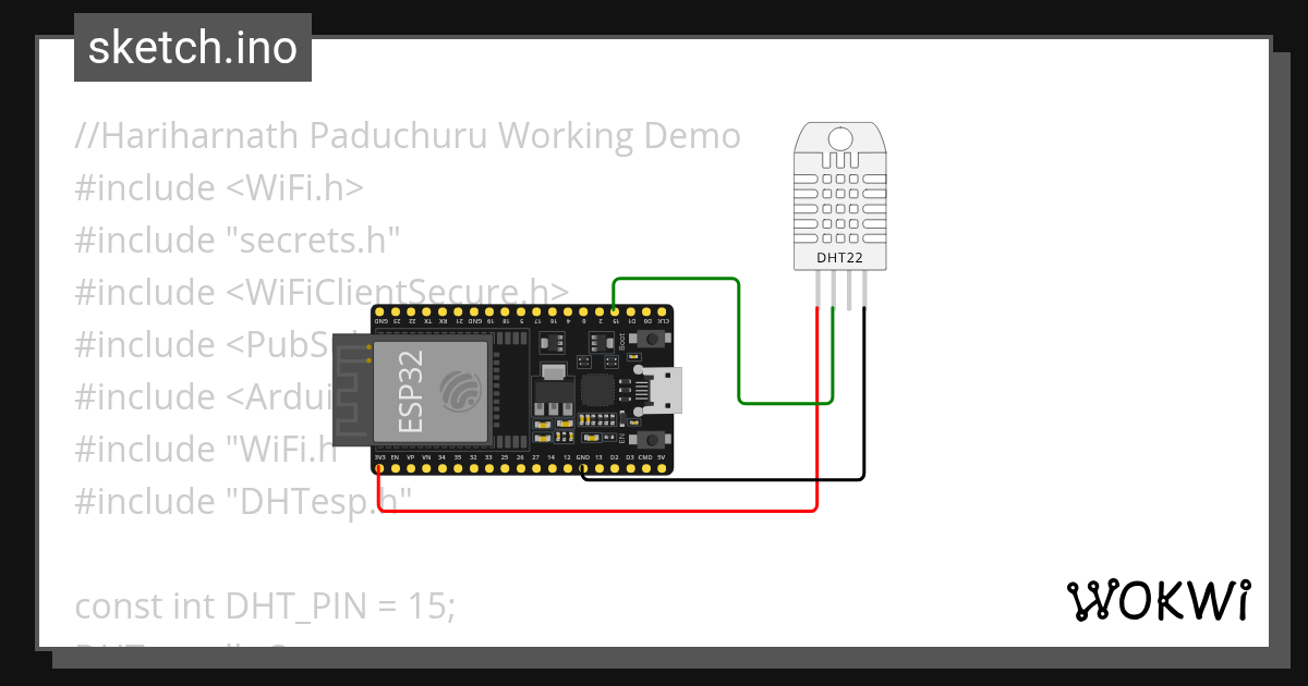 ESP32 to AWS IoT Core with DHT22 IoTfrontier Copy - Wokwi ESP32, STM32, Arduino Simulator
