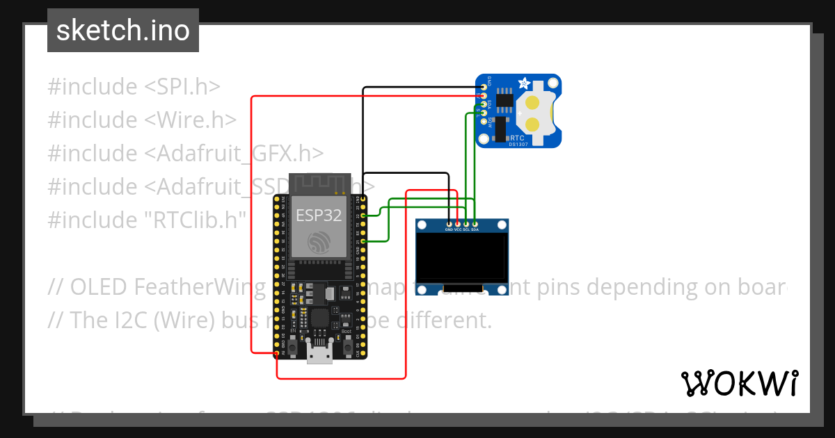esp32 oled clock homework+second - Wokwi ESP32, STM32, Arduino Simulator