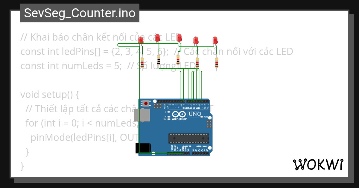 Arduinodieu Khien 5 Den Led Wokwi Esp32 Stm32 Arduino Simulator 4346