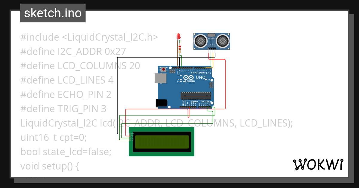 AKC_capteur ultrason d'un obstacl à distance - Wokwi ESP32, STM32, Arduino Simulator