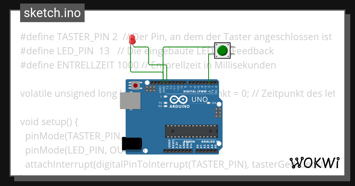 taste LED - Wokwi ESP32, STM32, Arduino Simulator