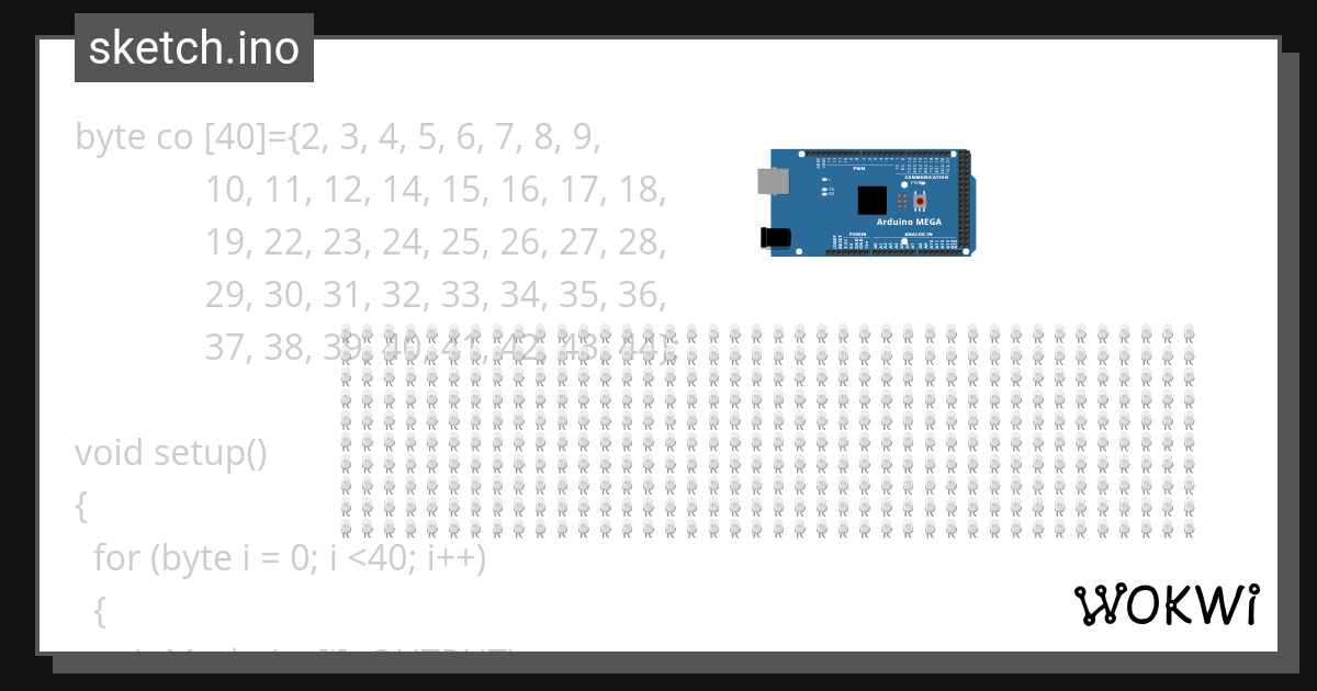 Arduino Mega - Led Matrix - Wokwi ESP32, STM32, Arduino Simulator