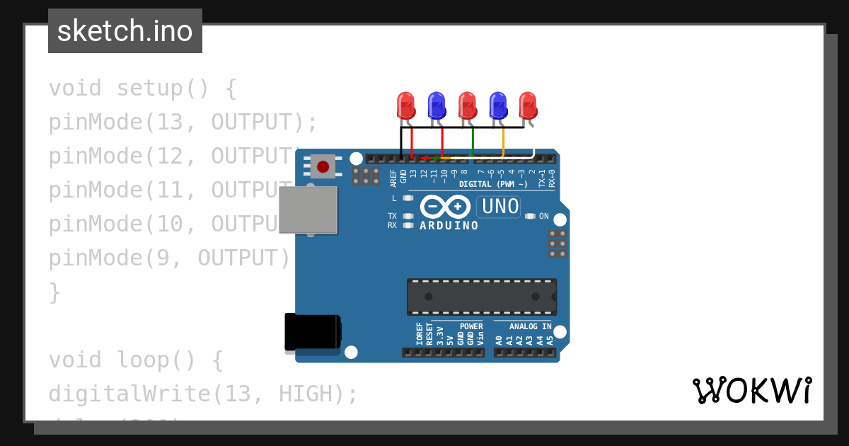 Knight Rider Led Pattern Wokwi Esp32 Stm32 Arduino Simulator 7993