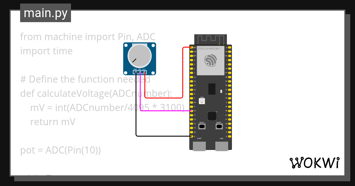 potentiometer - Wokwi ESP32, STM32, Arduino Simulator