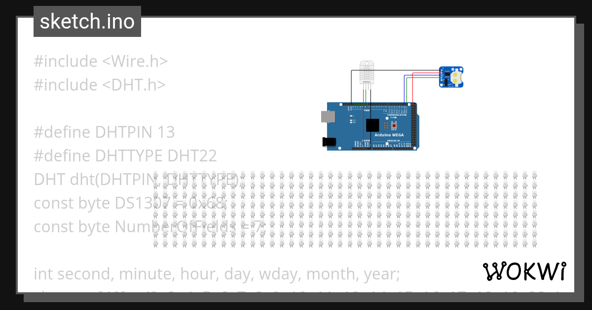 Arduino Mega - Led Matrix - Clock - Wokwi ESP32, STM32, Arduino Simulator