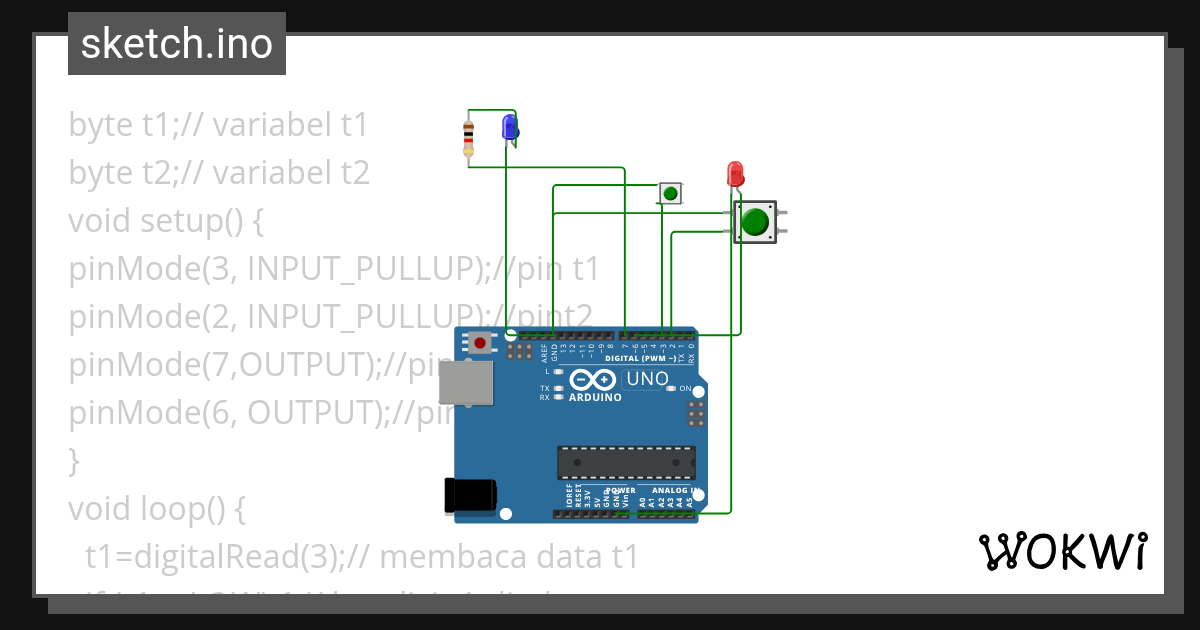 tugas 2 tombol pak olfats - Wokwi ESP32, STM32, Arduino Simulator