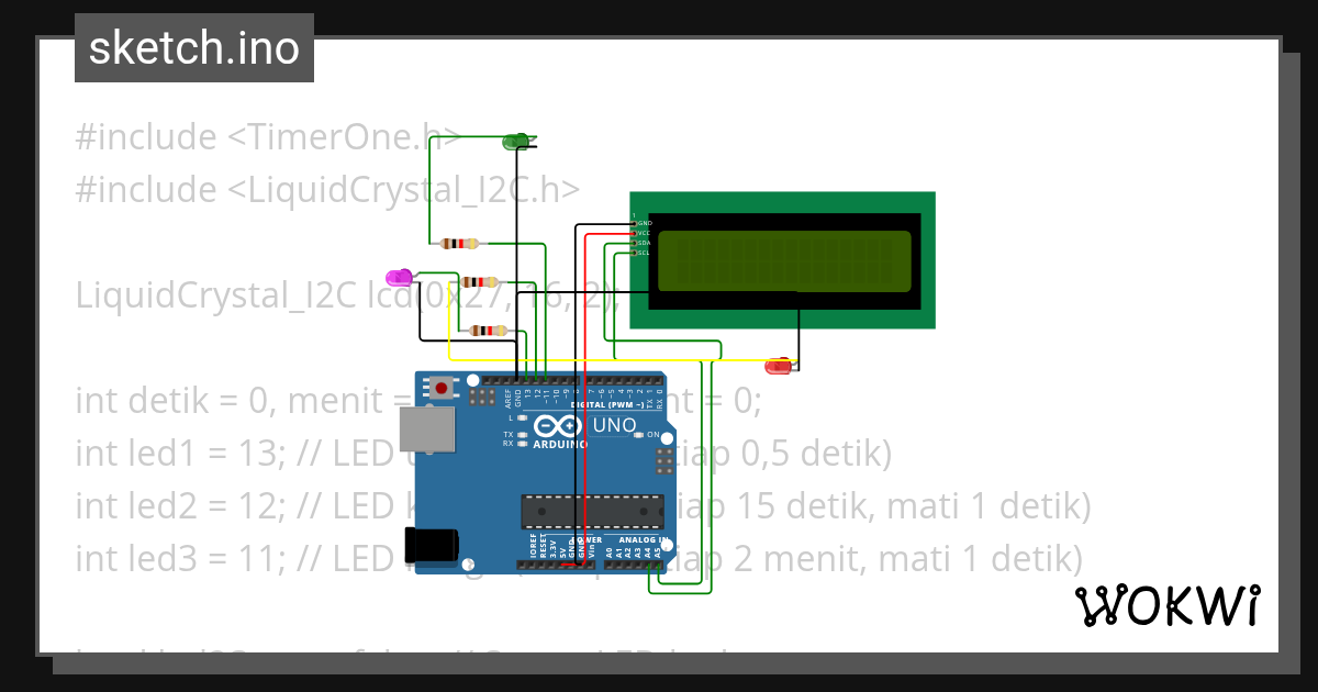 mikrokontroller modul 12 Antarmuka Mikrokontroller dengan interupsi timer dan LCD - Wokwi ESP32 ...