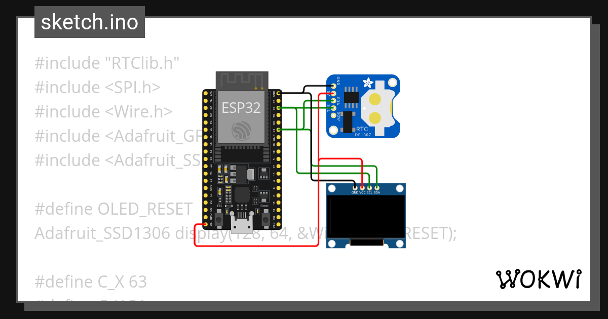 ESP32-OLED_Clock - Wokwi ESP32, STM32, Arduino Simulator