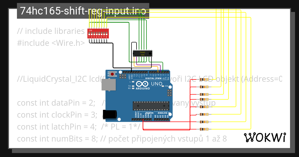 mojeShiftRegister - Wokwi ESP32, STM32, Arduino Simulator